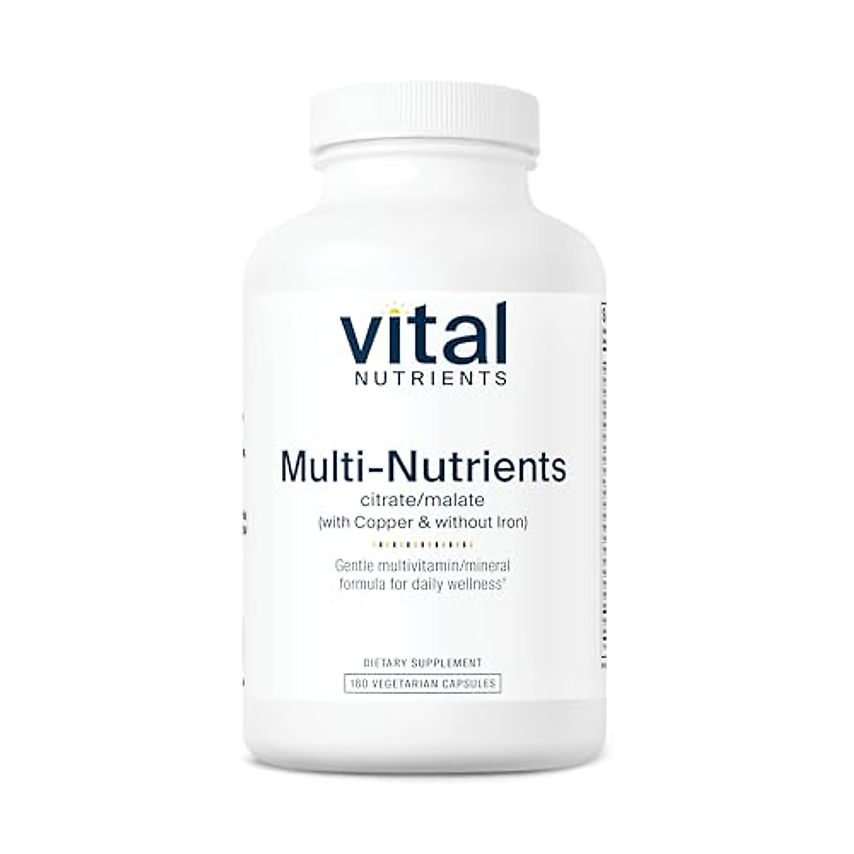 Vital Nutrients - Multi-Nutrients 2 - Citrate/Malate Formula (with Copper and without Iron) - Multi-Vitamin/Mineral, Potent Antioxidants, Gentle Bioavailable Form - 180 Vegetarian Capsules per Bottle