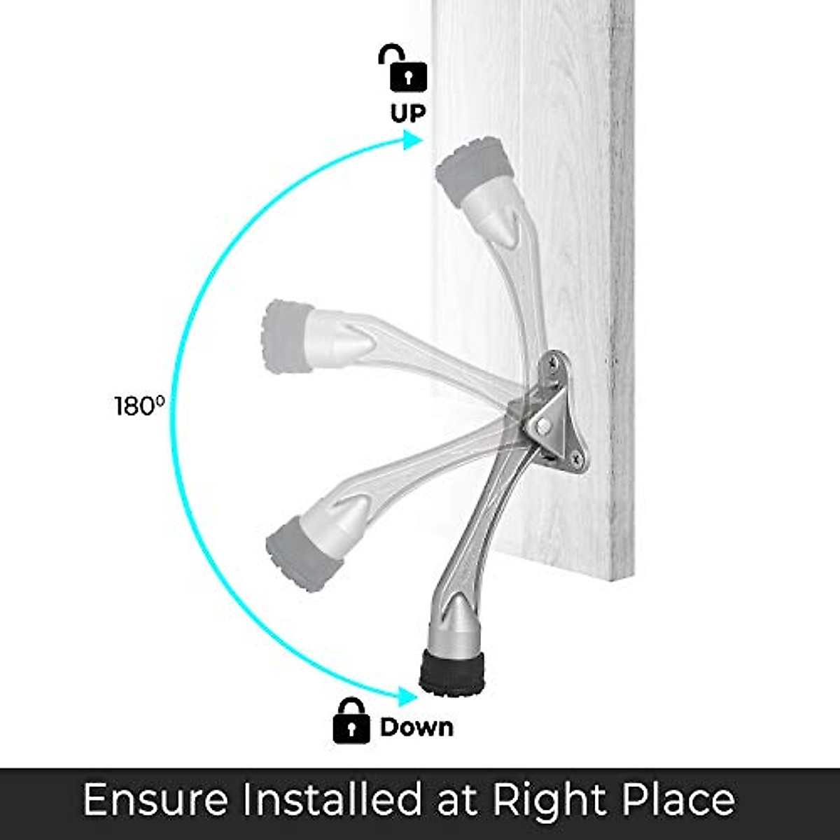 HOME&I Easy Pedal Kickdown Door Stopper,4-Inch Basic Commercial Doorstops Holder Kick Door Kickstand Height-Adjustable Rubber Foot (4 Inch-Black)