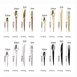 Taiyoko Silverware Set Pink Gold Flatware Unique 24-Piece Stainless Steel Black Cutlery Mirror Polished Kitchen Utensils Tableware Service with Steak Knives Dinner Fork Knife Spoon