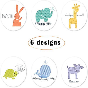 Cute Animals Thank You Stickers,Round 1 Inch 500 Labels Per Roll Animals Series Stickes,Thank You Label for Birthday Gift Envelope Closing Kids Toys Teacher Reward Stickers.