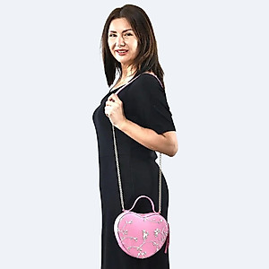 Shop LC Cute Pink Heart Purse for Women, Faux Leather Heart Shaped Crossbody Bags, Zipper Closure Shoulder Aesthetic Bag Valentines Day Gifts
