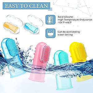Zopeal 8 Sets Baby Finger Toothbrush for Toddler Kids Silicone Soft Finger Toothbrush for Infant Toddler Training Teething Oral Cleaning Massaging