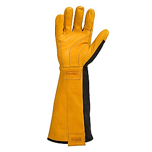Dewalt Premium Leather Welding Gloves, Fire/Heat Resistant, Gauntlet-Style Cuff, Elastic Wrist, Medium