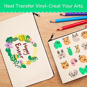 Visbouble 6 Pack Blank Craft DIY Canvas Makeup Bag - Cosmetic Bag with Zipper, Easter Gift Plain Pencil Case Pen Pouch for Cricut, Travel Toiletry Small Bag with 6 PCS Individual Gift Packaging