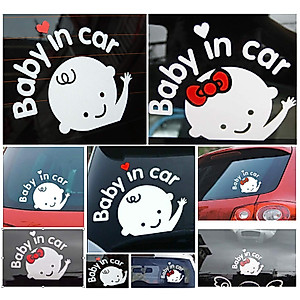 CM Wealth 2Packs - Baby in Car Sticker Decal Baby on Board Sign for Car Safety Sign Cute Baby in Car Waving Sticker(Boy2)