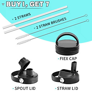 HYDROWION 32oz Stainless Steel Water Bottle(Cold for 48 Hrs, Hot for 24 Hrs),Double Wall Vacuum Insulated Water Bottle with Straw Lid, Spout Lid and Flex Cap, Fit in Any Car Cup Holder,Black