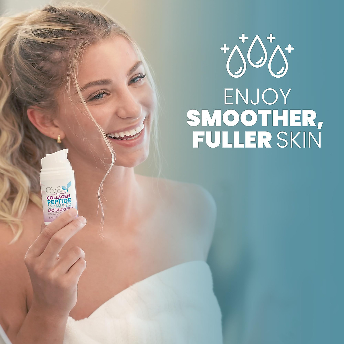 Eva Naturals Collagen Face Moisturizer Peptide - Anti-Wrinkle Facial Moisturizer For Face - Deeply Hydrating Multi-Peptide Collagen Boosting Face Cream, Facial Skin Care For Smoother Skin - 50ml