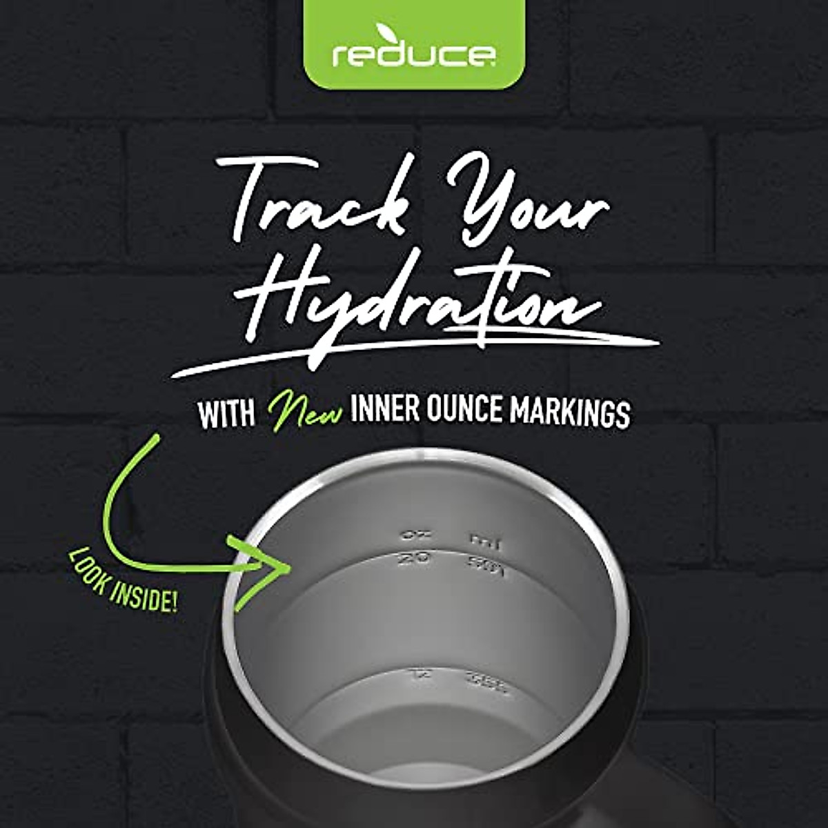 Reduce 24 oz Tumbler with Handle - Vacuum Insulated Stainless Steel Travel Mug with Sip-It-Your-Way Lid and Straw - Keeps Drinks Cold up to 24 Hours - Sweat Proof, Dishwasher Safe - OM Phantom