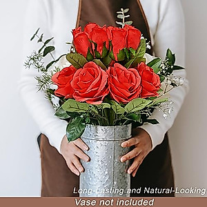 Softflame Artificial/Fake/Faux Flowers - Roses with 2 Blooms Red 10PCS for Wedding, Home, Party, Restaurant