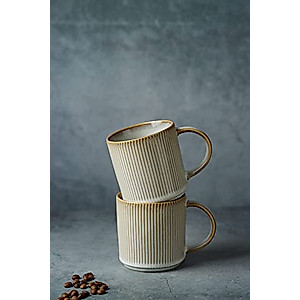 famiware 4 Pieces Coffee Mug, 12 oz Catering Mugs with Handle for Coffee, Tea, Cocoa, Milk, Cappuccino White