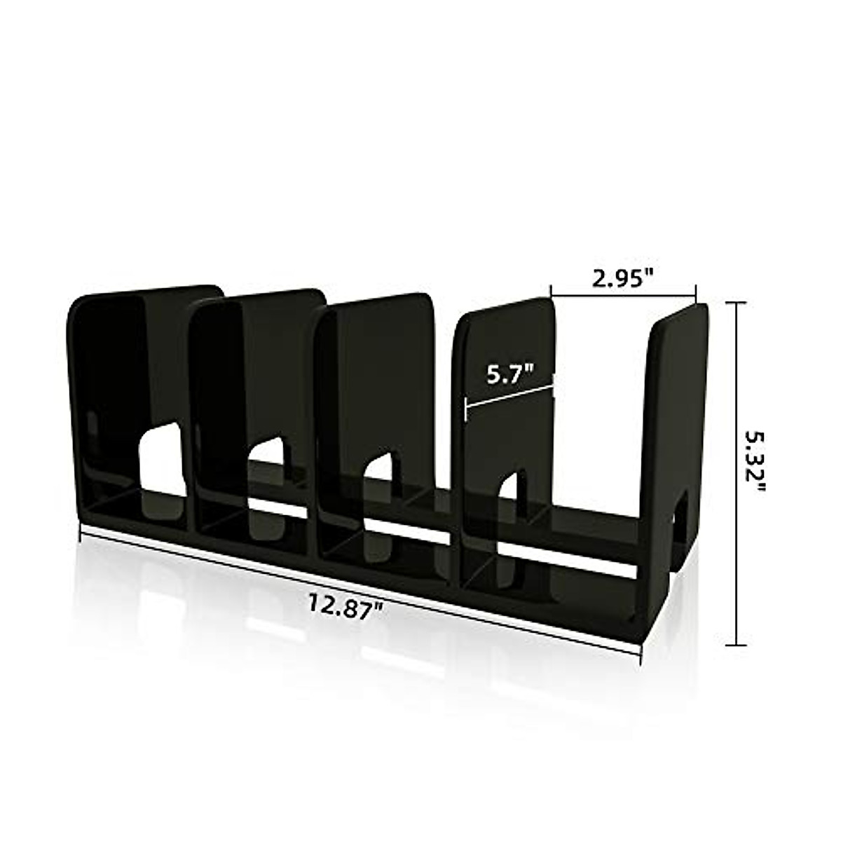 Desktop Book Organizer for Desk - wishacc Book Organizer Office Letter Sorter File Organizer Tabletop Acrylic Book Storage Rack with 4 Vertical Upright Compartments