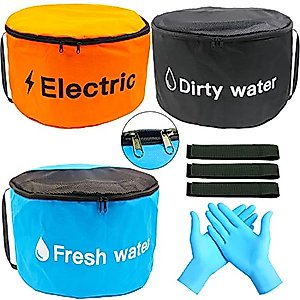 3 Pack RV Hose Storage Bags, RV Storage Accessories for Inside, Large Capacity RV Water Hose Storage with Zipper Closing for Sewer Hoses, Fresh/Black/Water Hoses, Electrical Cords