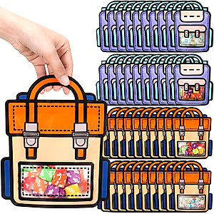 Locmeo 40 Pcs Birthday Goodie Bags Bulk Reusable Goodie Bag Back to School Gift Bags Top Handle Gift Bag Cute Backpack Goodie Bag with Handle Candy Bag for Kids Party(Purple Orange)