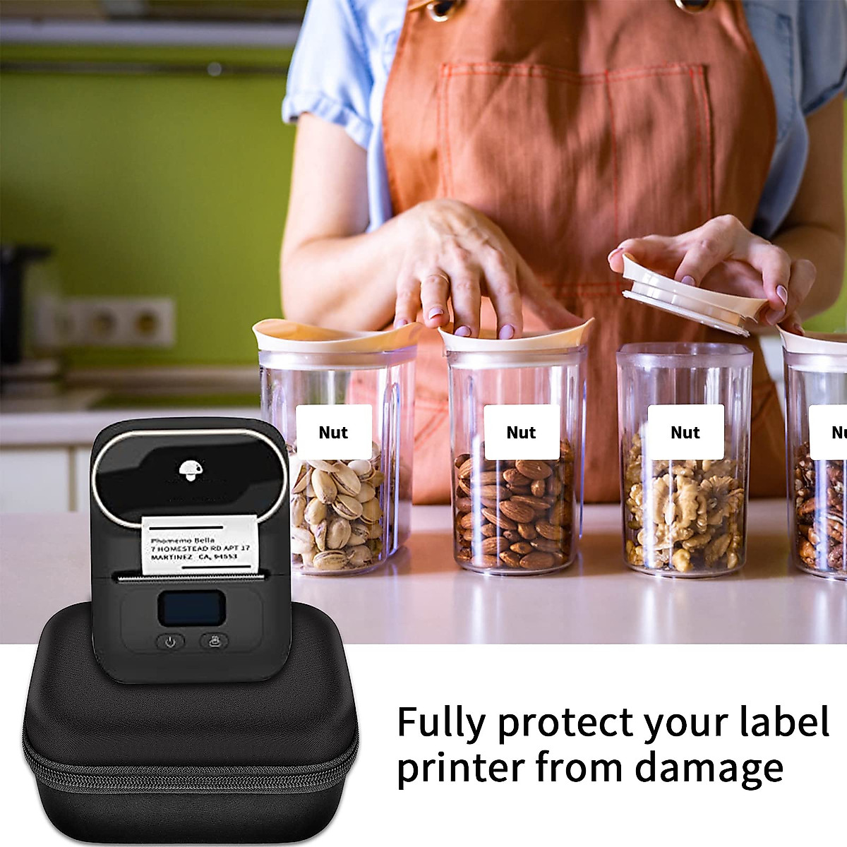 Case Compatible with Phomemo M110 Label Maker - Portable Mini Bluetooth Thermal Label Maker Carrying Storage Bag for Printer Labels, USB Cable and Accessories Black (Box Only)