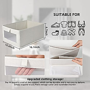 BDZBREN 2Pack Linen Storage Bins，Storage Containers for Organizing Clothing, Jeans, Toys, Shelves, Closet, Wardrobe - Closet Organizers and Storage，Foldable Large Storage Boxes Baskets with Window