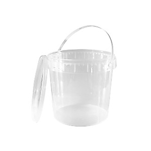 1 Gallon (128 oz) Clear Plastic Bucket with Lid and Handle (1 Pack), Ice Cream Tub with Lids - Food Grade Freezer and Microwave Safe Food Storage Containers, Round Plastic Pail Container with Lid, BPA Free