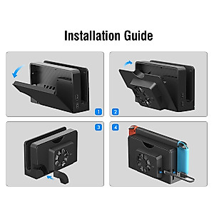 ElecGear Cooling Fan for Nintendo Switch OLED Dock, 3 Speed Replacement Back Cover for Switch New Dock, USB Powered Cooler with LED Lighting
