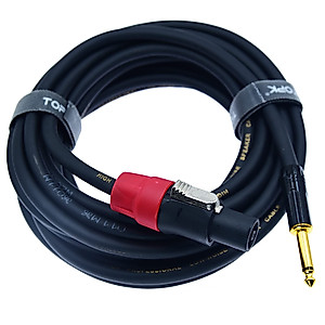 2Pcs Professional Speakon to 1/4 Inch ts 1/4" Mono Gold-Plated 6.35mm Adapter Speaker Cable for pa Jack Pair Male Audio Port Plug Amplifier Connection dj amp Heavy Duty bocina Cord Wire ft(30 feet)