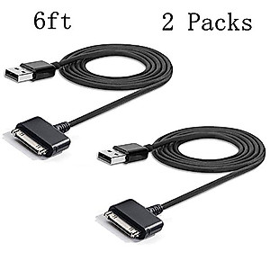 eLUUGIE 2 Packs 6ft Replacement USB Data Charging Cable for Barnes and Noble Nook HD HD Plus Tablet 7" 9" Nook HD USB Charging Cable Barnes and Noble Nook Charger Cord (6ft)