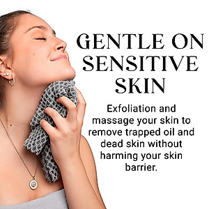 Exfoliating Washcloth Face & Body Scrub Towel - Japanese Exfoliating Towel with Hexagon Fibers, Exfoliating Body Scrubber with 2 Sides for Scrubbing & Washing - 1 Extra Long Towel