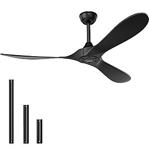 alescu Outdoor Ceiling Fan 60" with Remote Control,Modern Reversible DC Motor for Patio Bedroom Living Room Outdoor Ceiling Fans Black