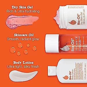 Bio-Oil Dry Skin Gel, Face and Body Moisturizer, Fast Absorbing Hydration, with Soothing Emollients and Vitamin B3, Non-Comedogenic, 6.7 Fl oz