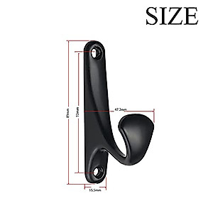 Exxacttorch 4 Pack Single Prong Wall Mounted Hat Towel Bag Hanger, Decorative Art Coat Hooks with Deep Curve, Solid Zinc Alloy Wall Hooks Holder for Keys, Umbrella, Matte Black