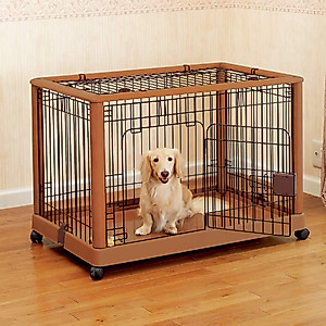 Richell Wood Mobile Pet Pen 940, Autumn Matte Finish