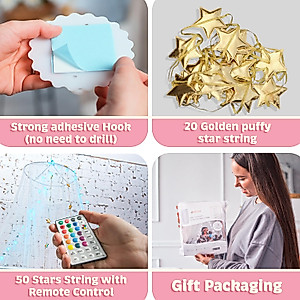 Bed Canopy with Lights, White Canopy Bed, Bed Canopy for Girls Room, Princess Bed Canopy | Single, Twin, Full, Queen | Bed Canopy for Girls, Kids Bed, Hanging Canopy, Fairy Lights Led Canopy