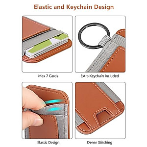 ExtreLife For Magsafe Wallet, Strong Magnetic Wallet for iPhone 15/14/13/12 Series, Magnetic Card Holder Wallet for iPhone Wallet Magsafe with 2 Card Slots, Vegan Leather, Hold 7 Cards, Slim, Brown