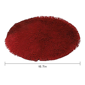 Kelendle 16 Inch Plush Dog Bed Mat Warm Fluffy Round Puppy Crate Pad with Anti-Slip Waterproof Bottom Soft Comfy Pet Kennel Mat for Small and Medium Dogs Sleeping(Claret)