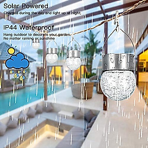 SUNWIND Hanging Solar Ball Lights Outdoor - 8 Pack Cracked Glass Decorative Garden Lights Waterproof Solar Lanterns for Yard, Patio, Fence, Tree, or Holiday Decoration(White)
