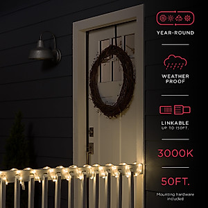 UltraPro LED Rope Lights, 50ft Classic Clear Rope, Warm White Light 3000K, Indoor/Outdoor, Flexible, Linkable, Durable, Rope Lights Outdoor, 54505