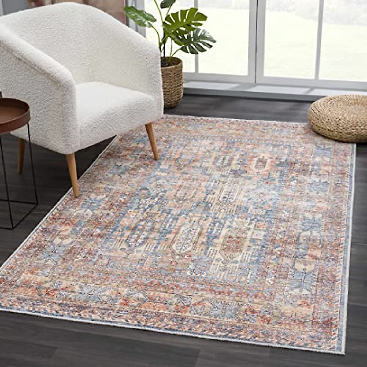 Hauteloom Holi Serie - Sur Machine Washable Oriental Persian Living Room Kitchen Area Rug - Vintage - Red - 2'7"x4'
