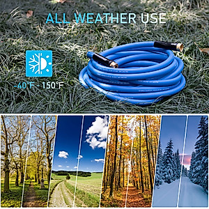 DayisTools Heavy Duty Hybrid Garden Hose 100ft, Flexible Kink Resistant Water Hose 5/8 IN x 100 Feet, Lightweight, Super Strong, All-weather, Burst 600 PSI, 3/4 IN GHT Solid Brass Fittings, Blue