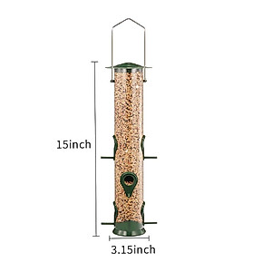 Ointo Garden Tube Bird Feeder with 6 Feeding Ports, Premium Hard Plastic Outdoor Birdfeeder with Steel Hanger(Pack of 2)