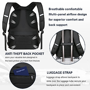 MATEIN Backpack for Men, Large Laptop Backpack with USB Port, Travel Backpacks for Women Student, Big College School Bookbag Water Resistant TSA Business Computer Bag Fit 17 Inch Notebook, Black