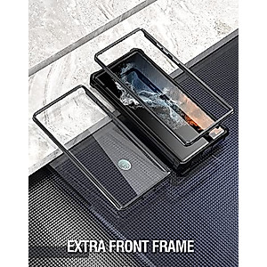 Poetic Guardian Case [6FT Mil-Grade Drop Tested] Designed for with Samsung Galaxy S22 Ultra 5G 6.8" (2022), Built-in Screen Protector Work with Fingerprint ID, Full Body Shockproof Case, Black/Clear