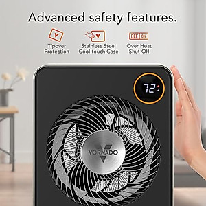 Vornado VMHi600 Whole Room Metal Space Heater, Digital Thermostat, Remote Control, 1500 Watts, Stainless Steel