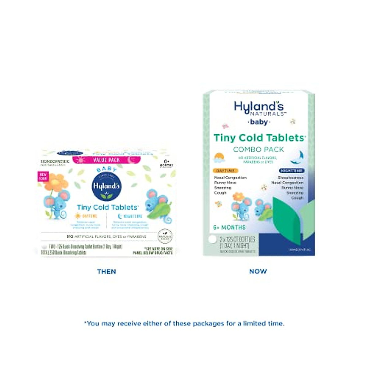 Hyland's Infant and Baby Cold Medicine, Naturals Baby Tiny Cold Tablets, Day & Night Value Pack, Decongestant and Cough Relief, 250 Quick-Dissolving Tablets