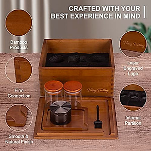 Viking Factory Large Bamboo Box Tray Set Decorative Box for Home Odour Proof Storage - Reversible Tray, Roll Kit and All Accessories