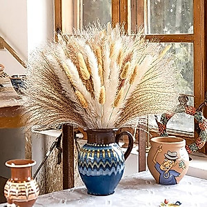 Der Rose 17 Inches Dried Pampas Grass for Boho Bathroom Bedroom Kitchen Living Room Office Home Room Fall Decor Aesthetic