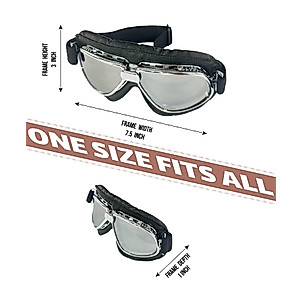 CRG Sports Motorcycle Goggle Aviator Pilot Style Cruiser Scooter Motocross Goggles for Men, Women, Adults