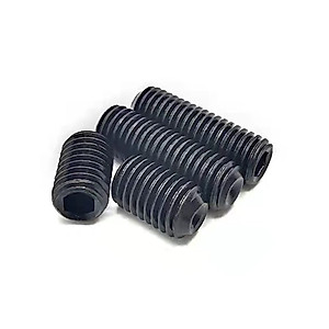 M3-0.5 x 6mm Black Hex Socket Set Grub Screws,Headless Cup Point,Flat Point Grub Bolt,Internal Hex Drive,Alloy Steel,12.9 Class Carbon Steel，External Thread 100 Pcs