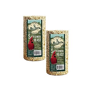 2-Pack Mr. Bird Safflower Feast Wild Bird Seed Cylinder 28oz | Wild Bird Food for Outdoor Birds | Backyard Birdfeeding | Squirrel Resistant