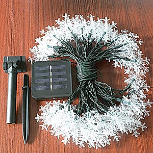 Ohwewant 30Ft 50LED Solar Christmas Lights Outdoor Waterproof, 8 Modes Solar Snowflake Lights Outdoor for Outdoor Christmas Decoration Wreath Garland Garden Yard Patio