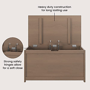 Child Craft Harmony 33” Wood Toy Box, Large Storage Chest, Plenty of Storage, 2 Safety Hinges, Standard Ventilation Hole on Back, 6 Cubic Feet of Storage (Dusty Heather)