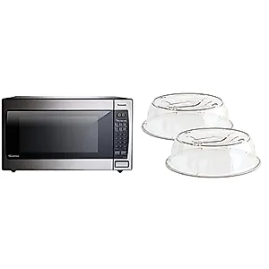 Panasonic Microwave Oven NN-SN966S Stainless Steel Countertop/Built-In with Inverter Technology and Genius Sensor, 2.2 Cubic Foot, 1250W & Nordic Ware Deluxe Microwave Cover, Clear