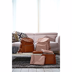 Comfy piks Diaper Bag Backpack, Vegan Leather Backpack with Baby Changing Pad, Stroller Straps and Carry Pouch, Convertible Baby Travel Bag with Insulated Pockets for Diapers, Bottles, Toys, Clothes