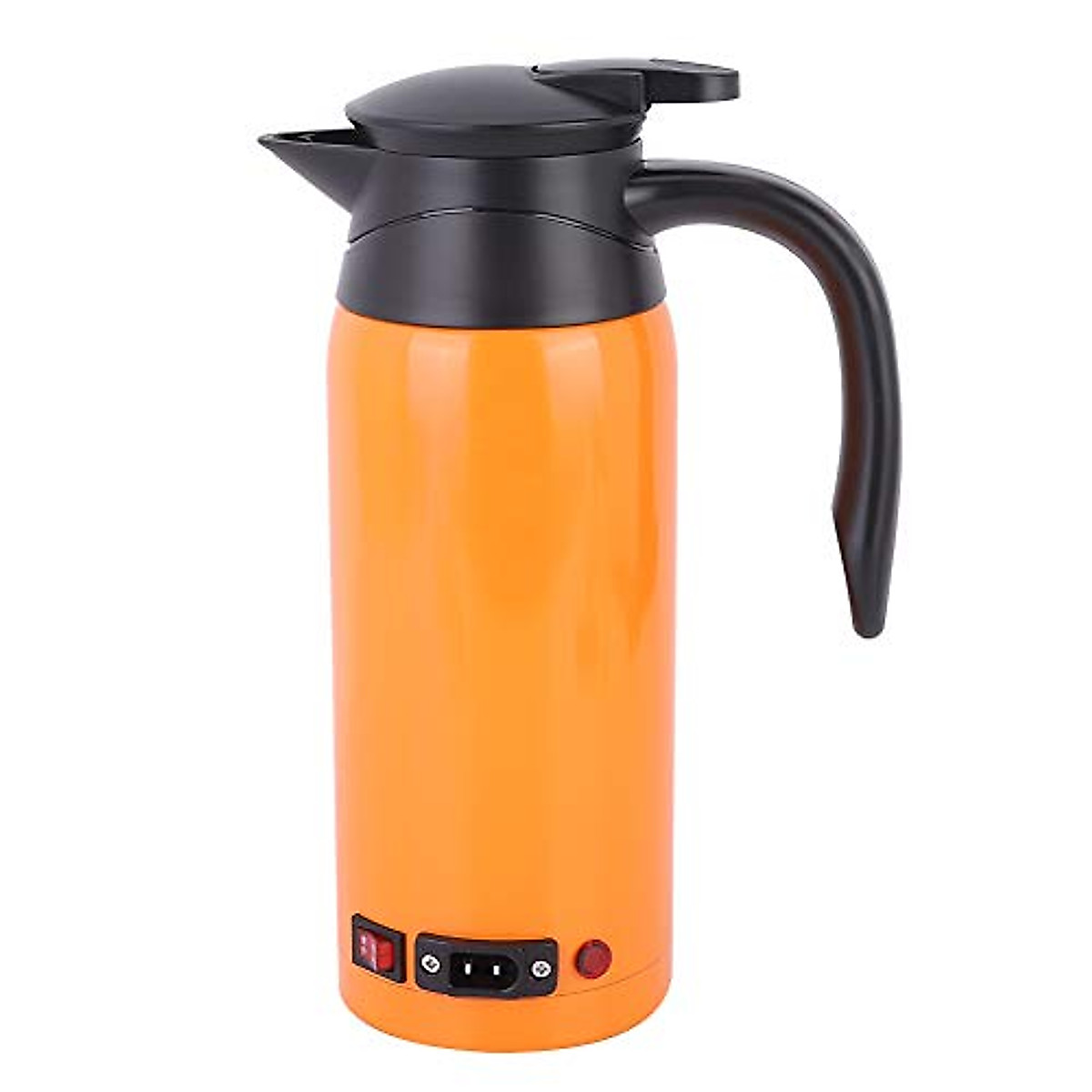 Portable Car Electric Kettle, 800ml 12V 24V Stainless Steel Electric Car Kettle, Heating Cup Coffee Mug Travel Water Bottle Road Trip Travel Cigarette Lighter Heated Water Tea Coffee Kettle (Orange)